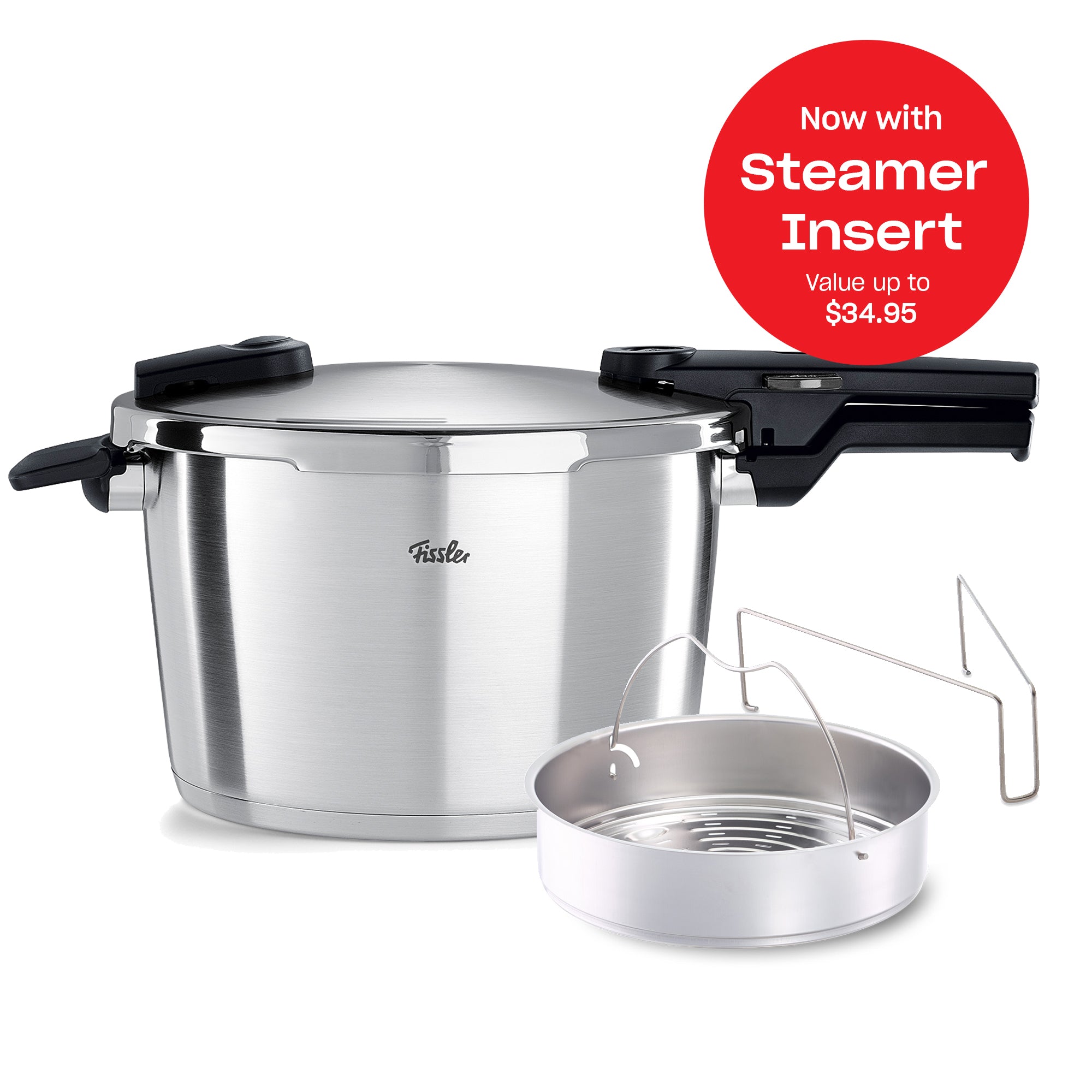 Vitaquick® Premium Pressure Cooker, 8.5 Quart with Steamer Insert and ...